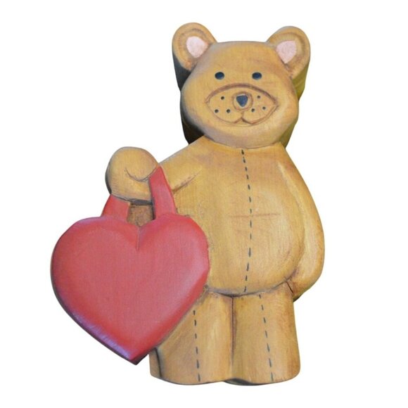 Vintage | Accents | Vintage 9s Teddy Bear Keepsake Box With Red Heart ...